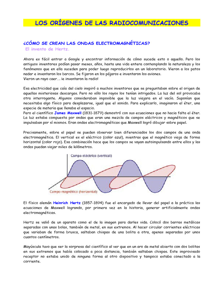 1.1 Los Orígenes de Las Radiocomunicaciones | PDF | Radio | Ligero
