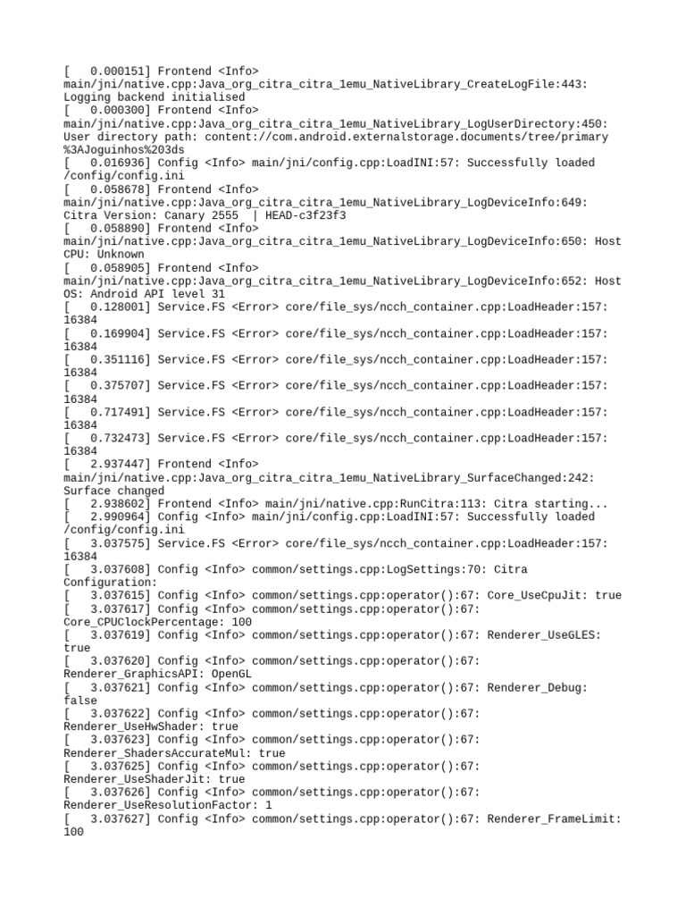 Citra Log | PDF | Operating System Families | Computer Engineering