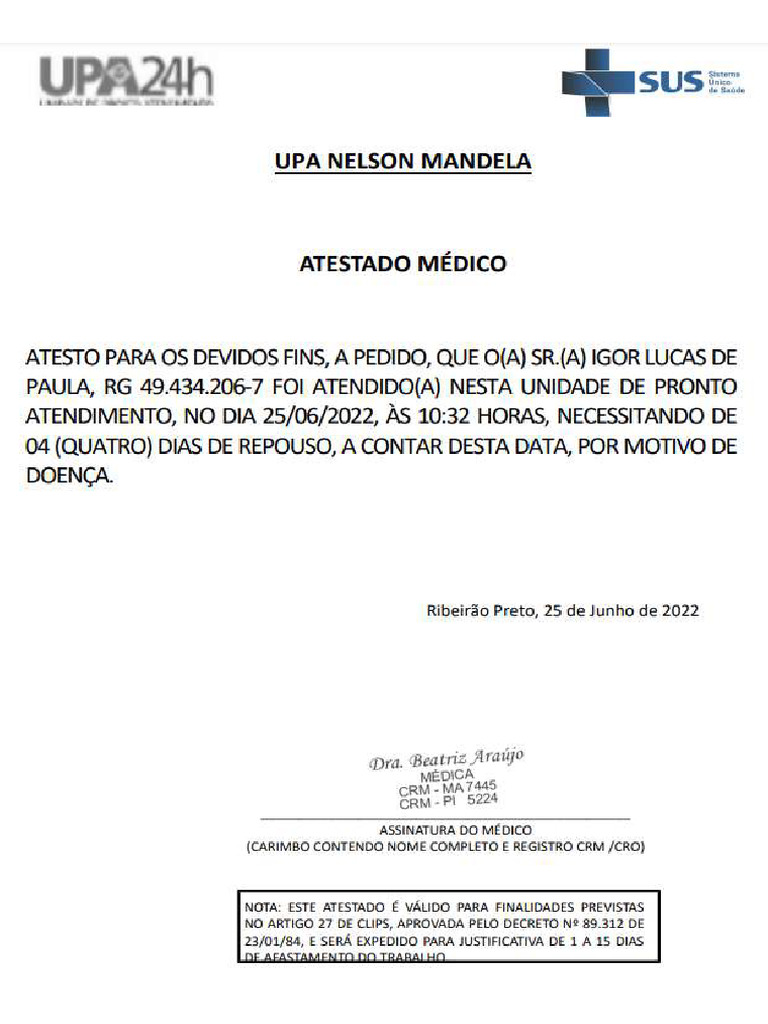 Atestado#01 | PDF