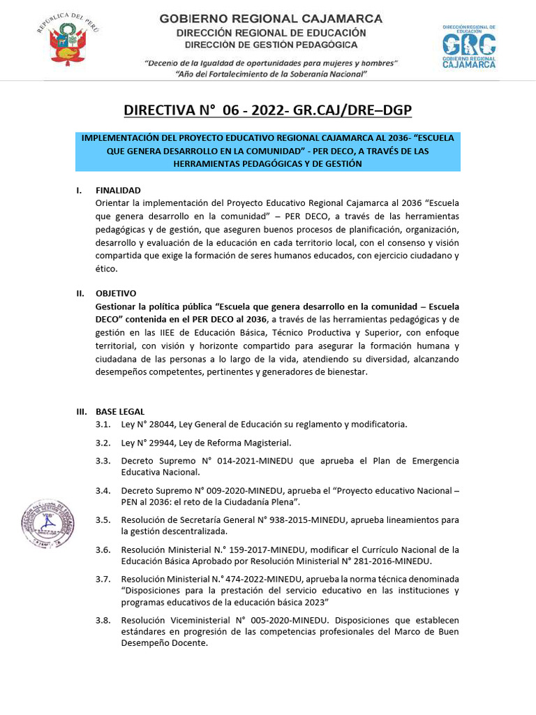 Directiva 06 Herramientas PER DECO | PDF | Plan de estudios | Evaluación