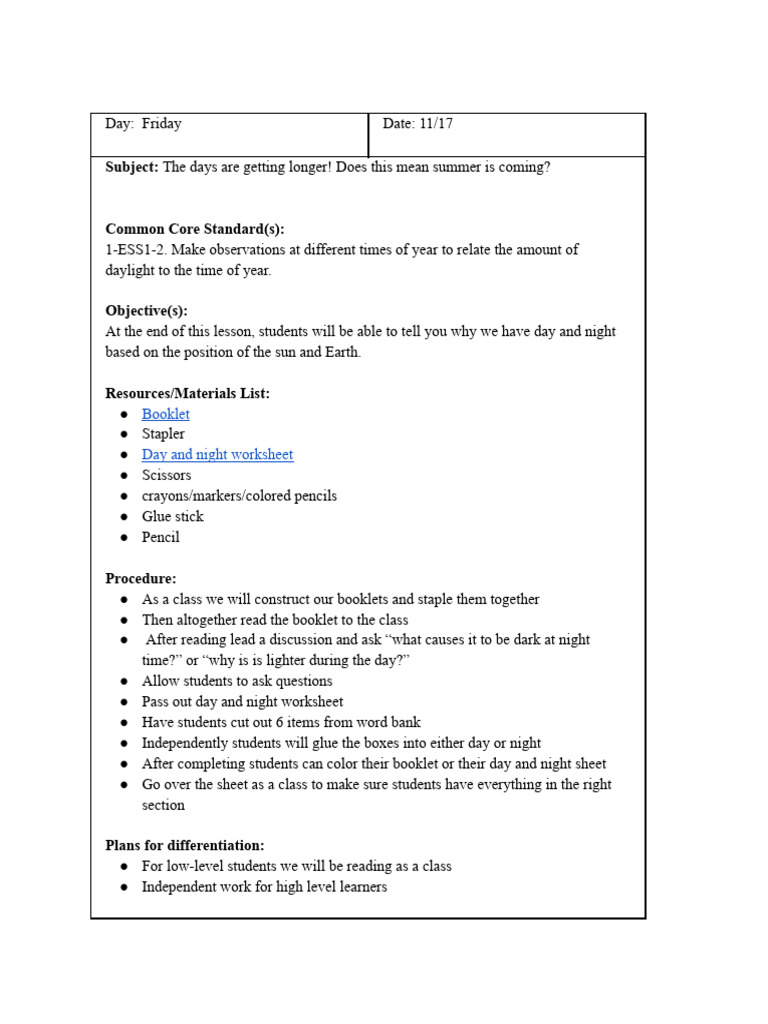 integrated thematic unit science lesson plan | PDF