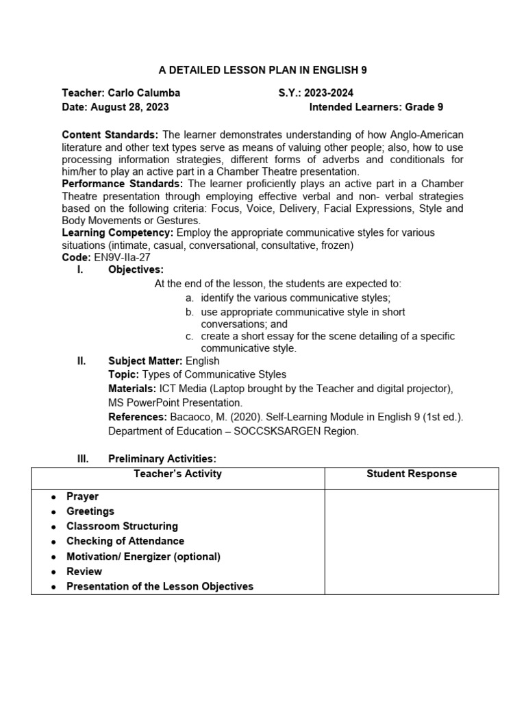 Lesson Plan No.2 | PDF | Grammar | Lesson Plan