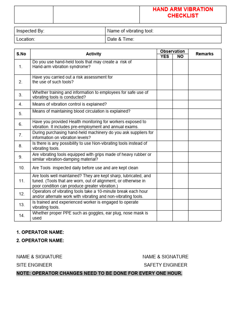 HAV Checklist | PDF
