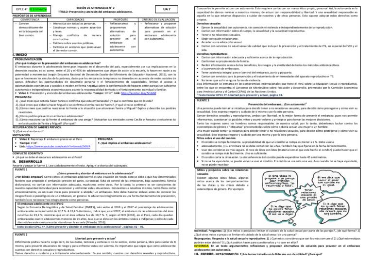 Díptico Sesión 2 DPCC 4 UA 7 | PDF | Condón | Control de la natalidad
