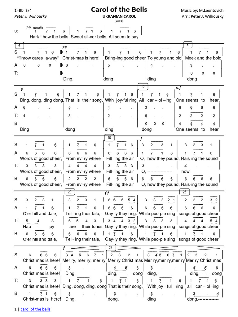 Carol of The Bells - Angka | PDF