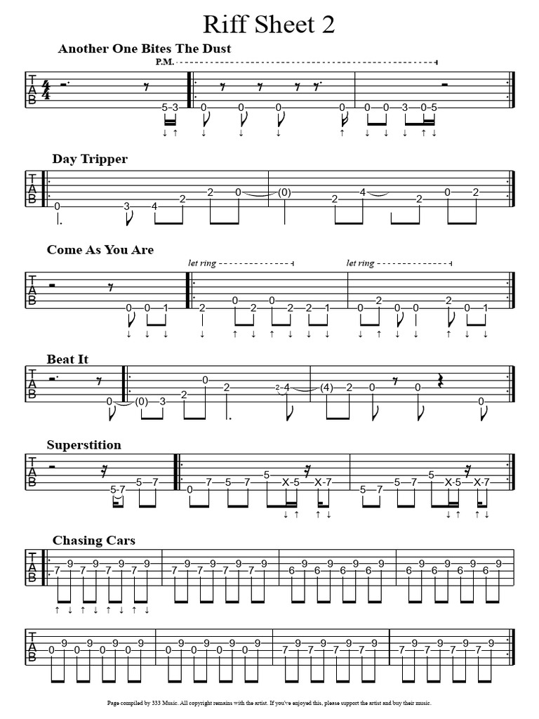 Guitar - Riff Sheet 2 | PDF