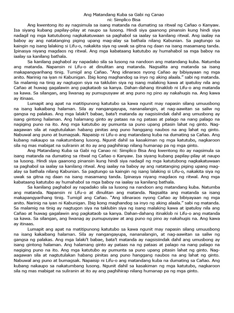 Ang Matandang Kuba Sa Gabi NG Canao Ni | PDF