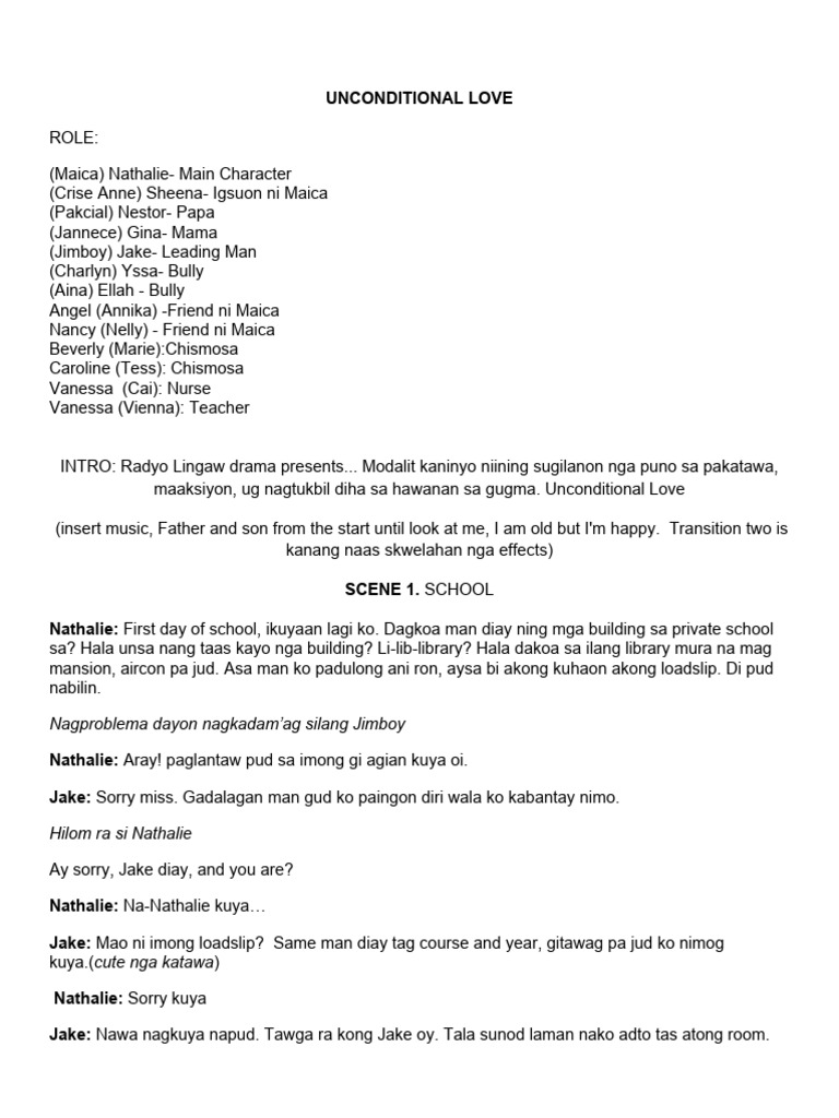 Unconditional Love New Script | PDF
