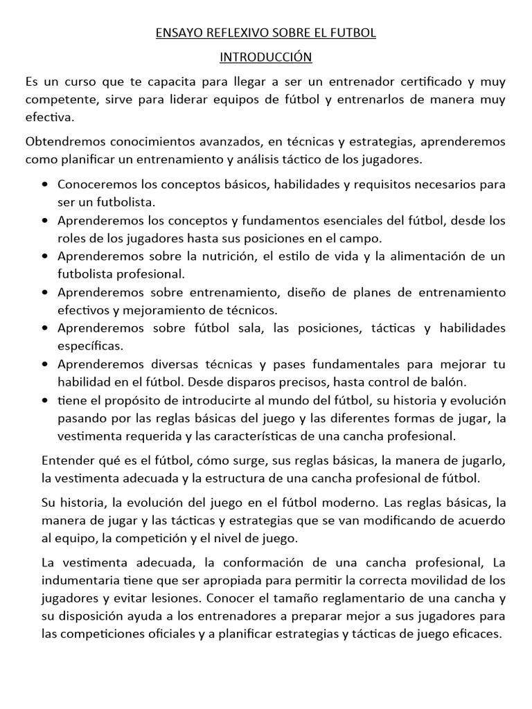 17 - ENSAYO REFLEXIVO SOBRE EL FUTBOL (Sandro Fernandez) | PDF ...