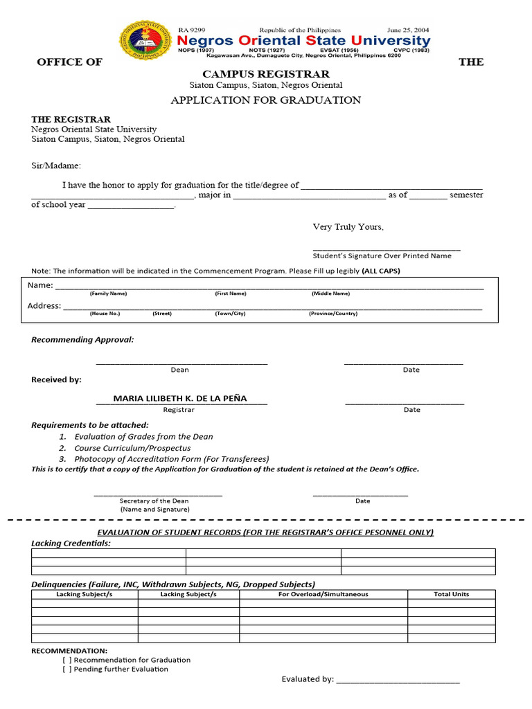 Application For Graduation | PDF
