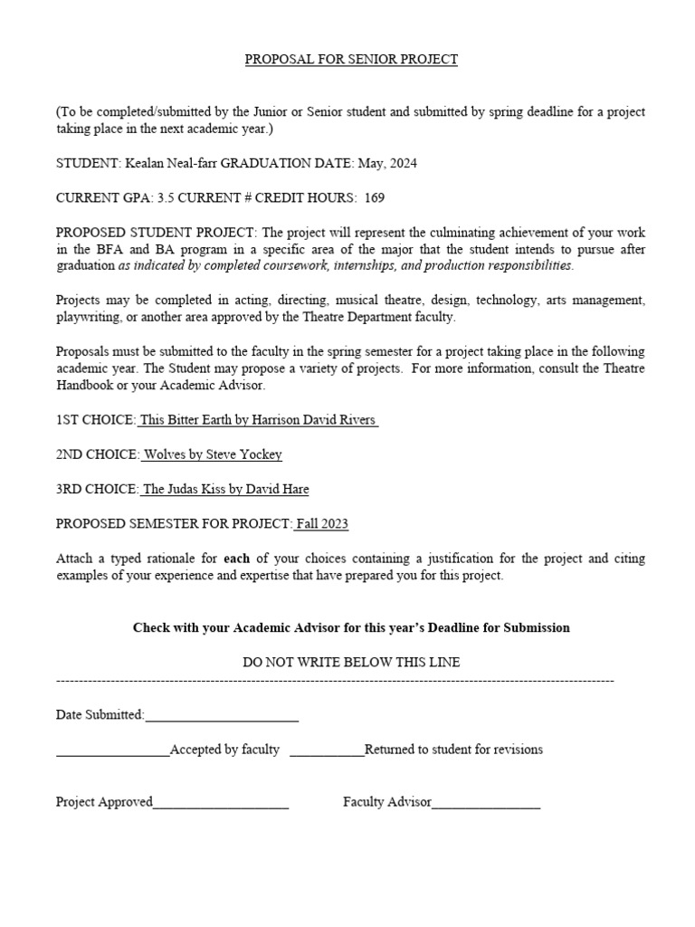 Senior Project Proposal Form | PDF