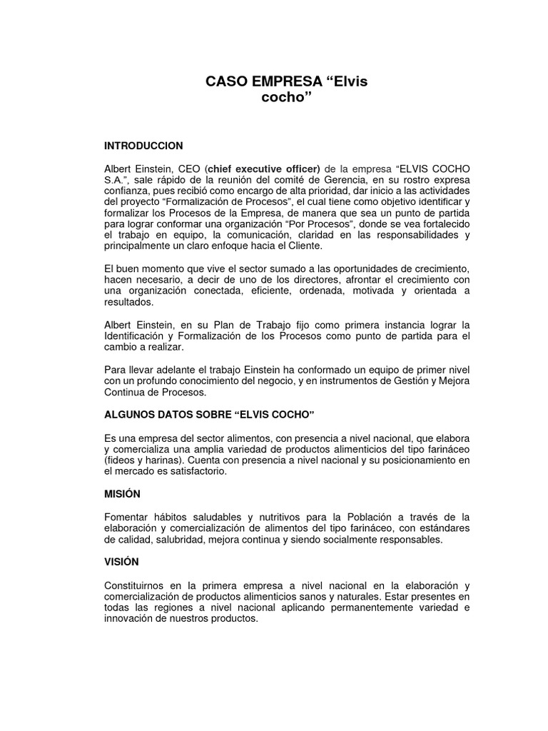 Formalización de Procesos en Elvis Cocho | PDF | Marketing | Business