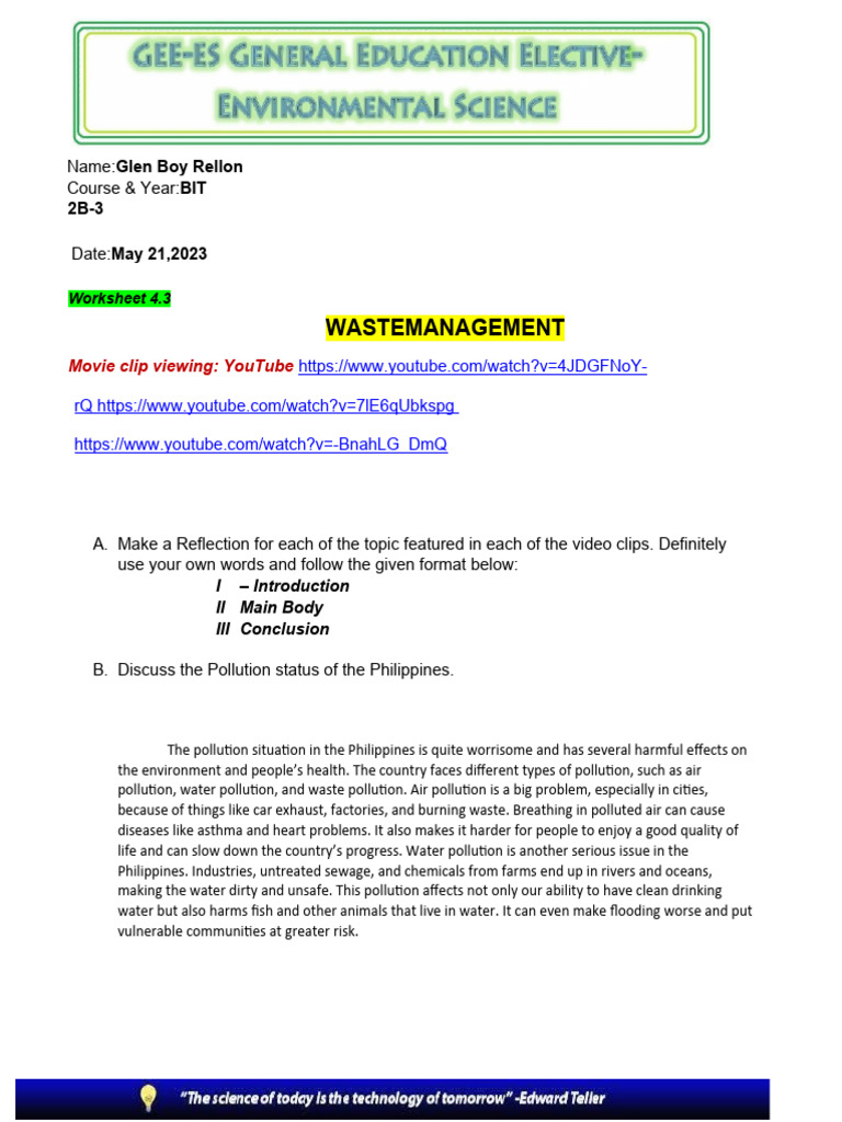 Waste Management for BIT Students | PDF | Waste Management | Waste