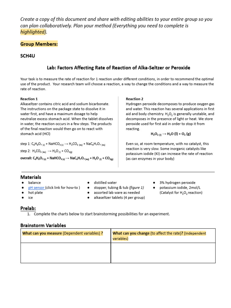 7 - Rates Lab - Design | PDF | Reaction Rate | Hydrogen Peroxide 7 - Rates Lab - Design | PDF | Reaction Rate | Hydrogen Peroxide