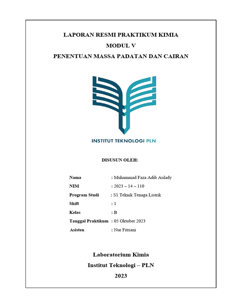 Cover Laporan Resmi Kimia Modul 5 | PDF