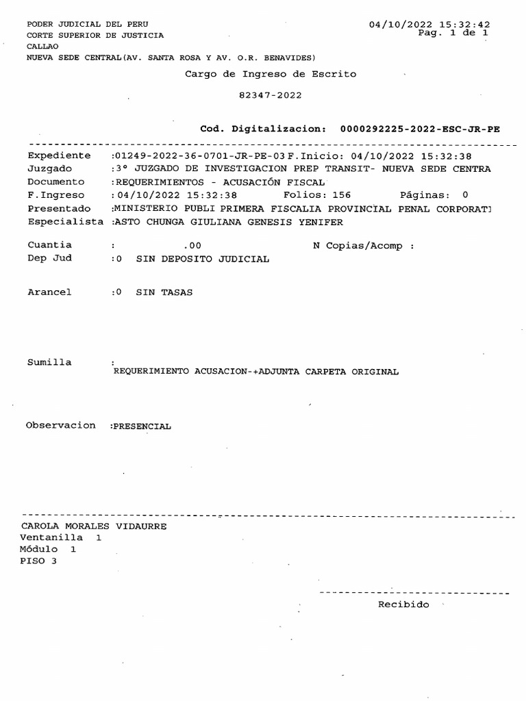 Exp. 01249-2022-71-0701-JR-PE-03 - Anexo - 220010-2023 | Descargar gratis PDF | Derecho penal ...