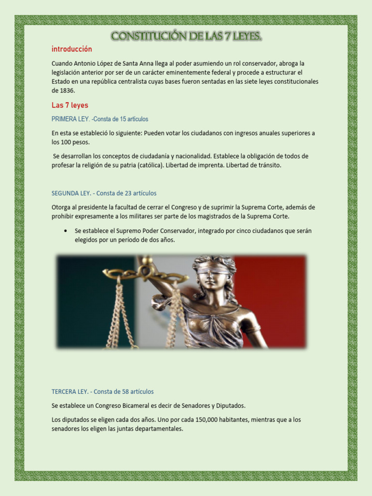 Constitucion de Las 7 Leyes | Descargar gratis PDF | Instituciones ...