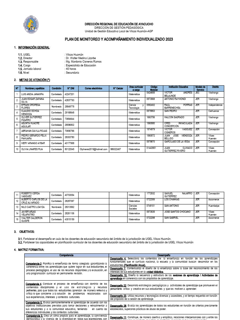 Plan de Acompañamiento Individualizado 2023 Ok | PDF | Enseñando | Aprendizaje