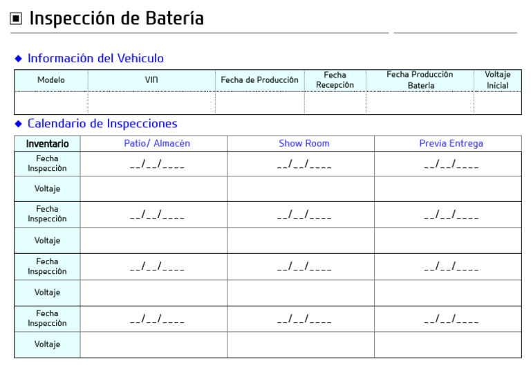 Reporte Inspeccion de Bateria | PDF | Negocios