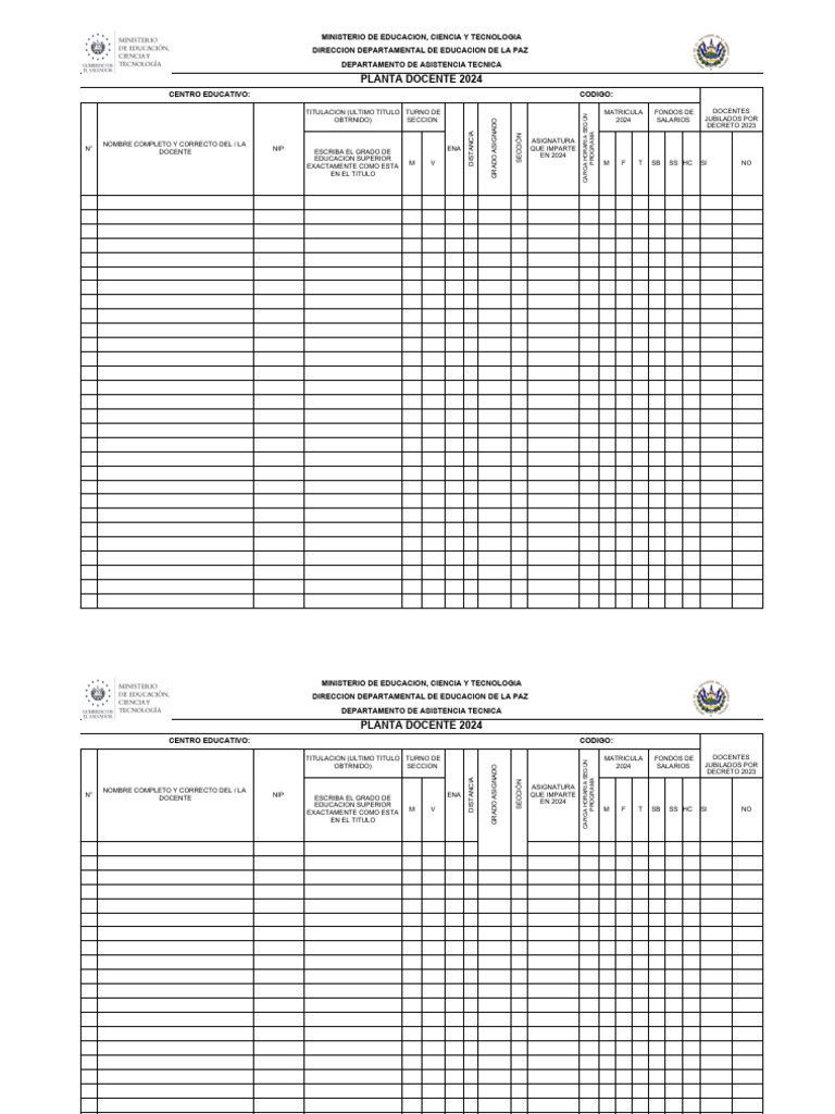 Planta Docente 2024 Pdf