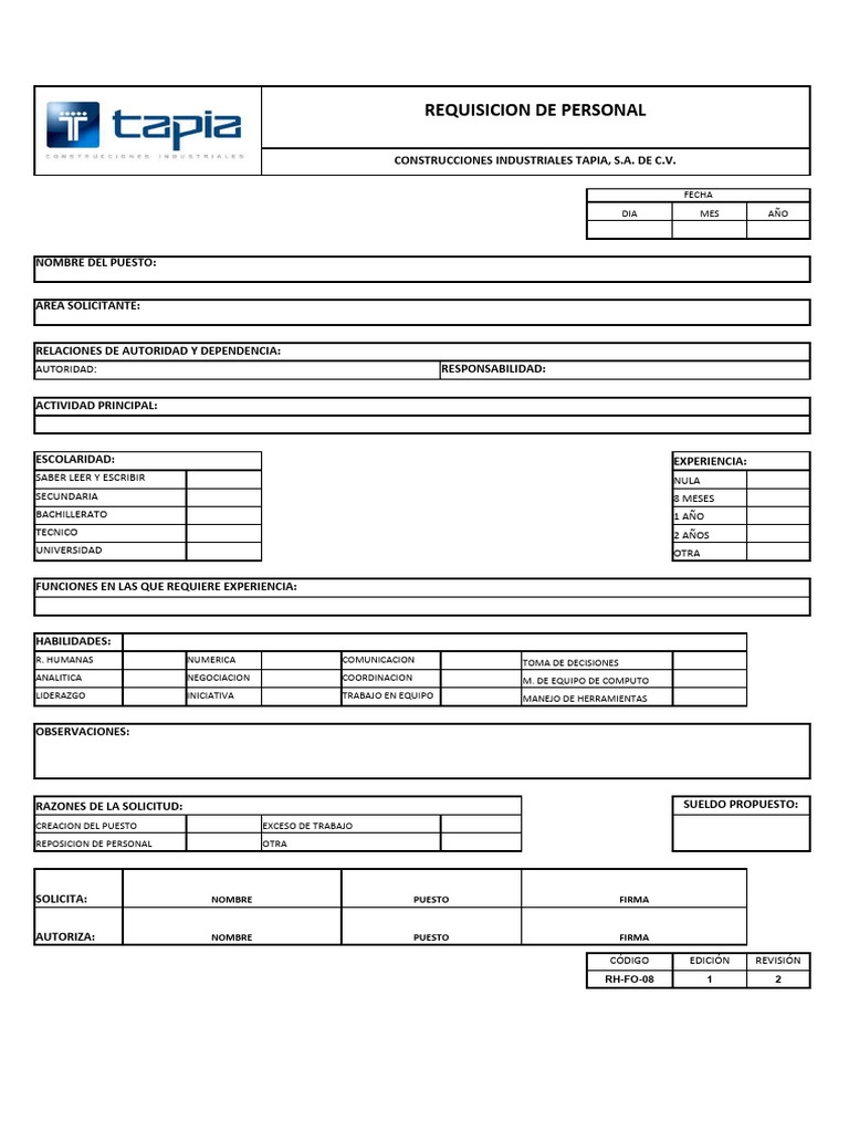 Requisicion Pers | PDF