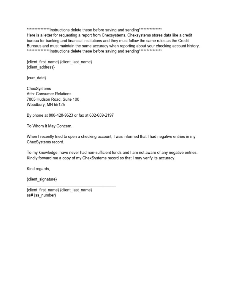 ChexSystem (Request Report) | PDF | Finance & Money Management