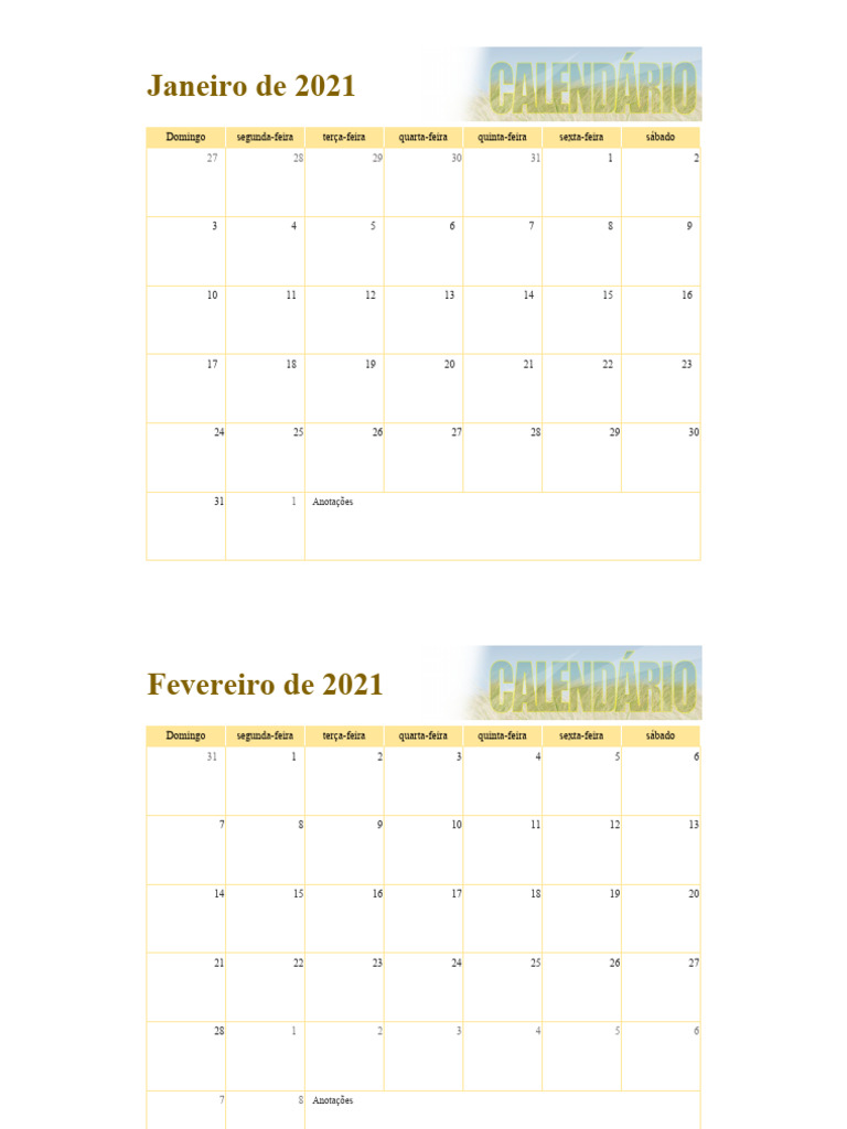 Calendário Sazonal | PDF