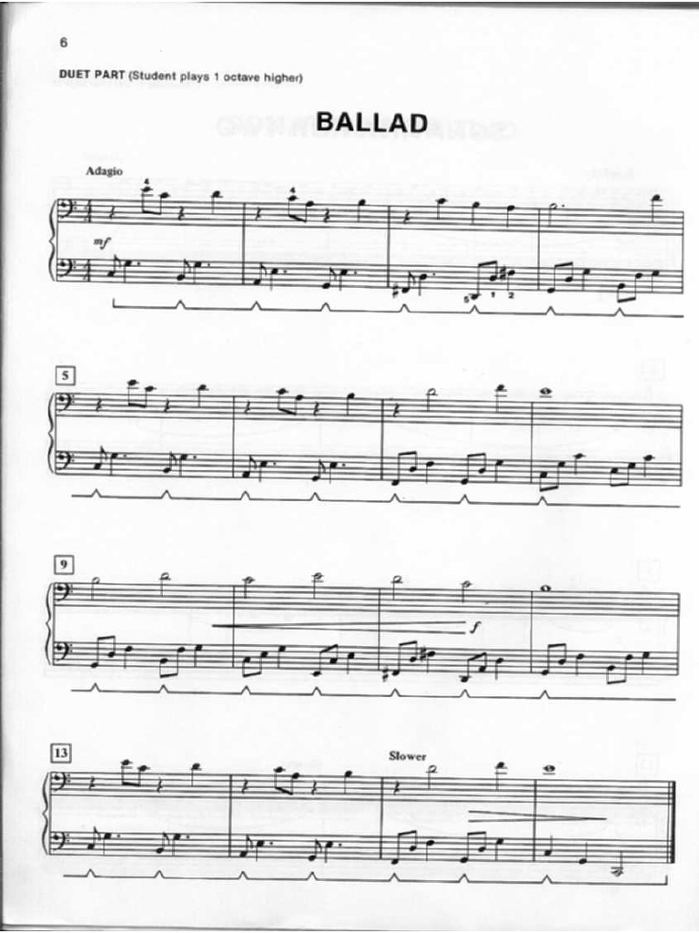 Alfred S Piano Duet Book Level Ballad | PDF