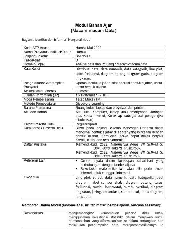 Modul Ajar Bab 6.2 Macam-Macam Data | PDF