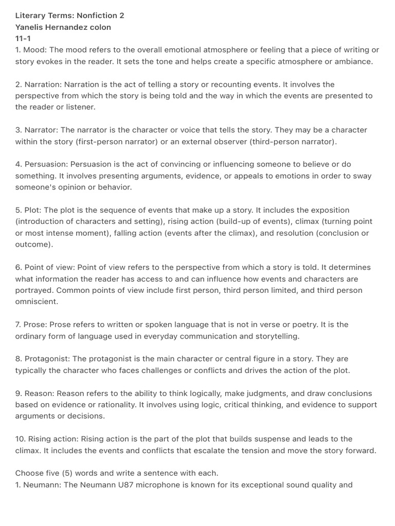 Literary Terms Nonfiction 2 | PDF | Narration | Cognition