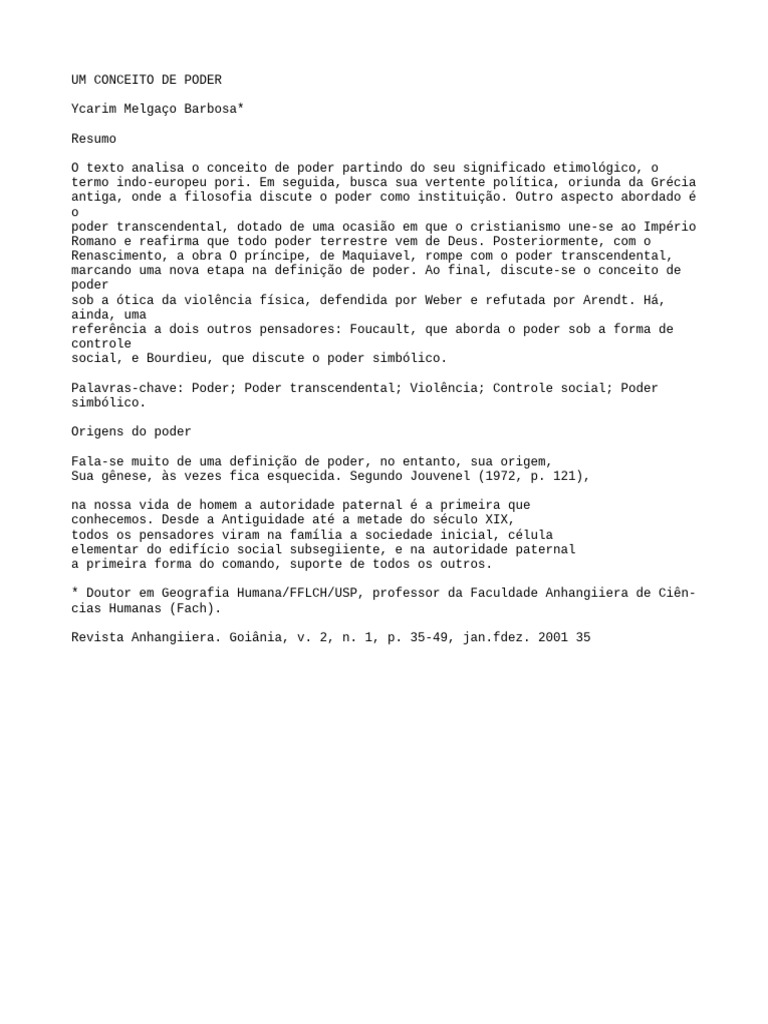 02 Um Conceito de Poder | PDF | Jean-Jacques Rousseau | Estado