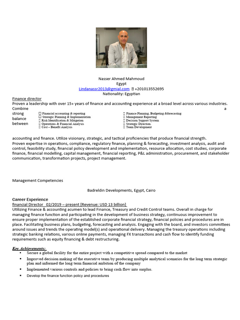 Nasser Ahmed C.V | PDF | Taxes | Budget