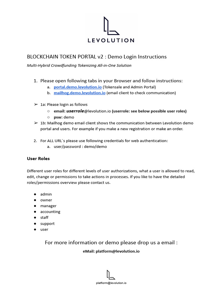 Levolution Demo Portal Login Instructions | PDF