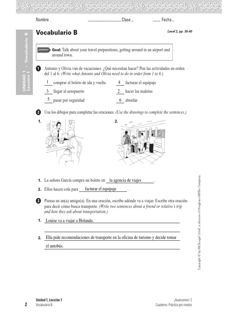 Avancemos 2 Workbook Lesson | PDF | Lingüística | Gramática