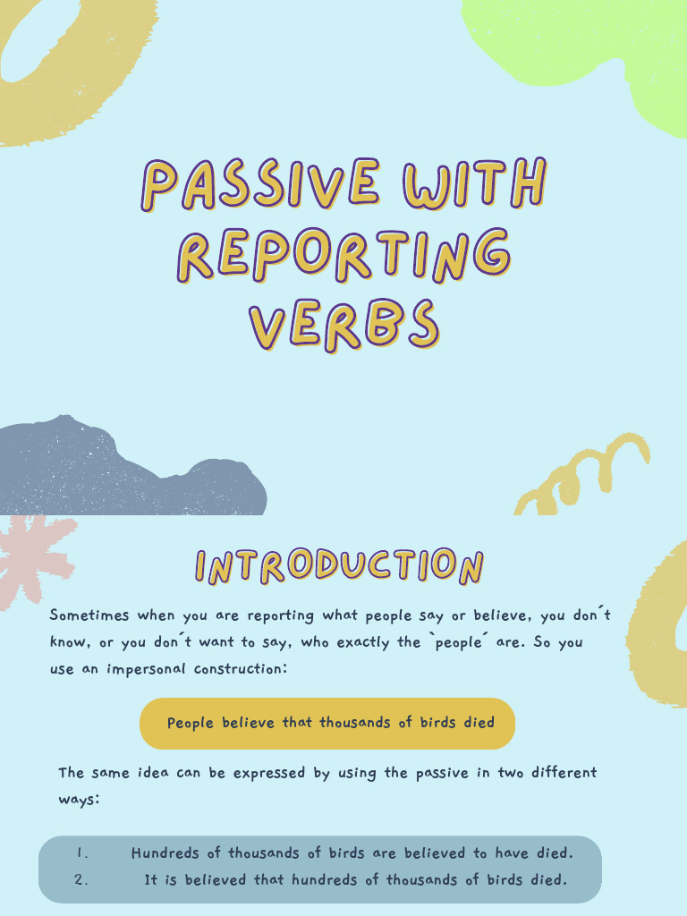 Passive With Reporting Verbs | PDF