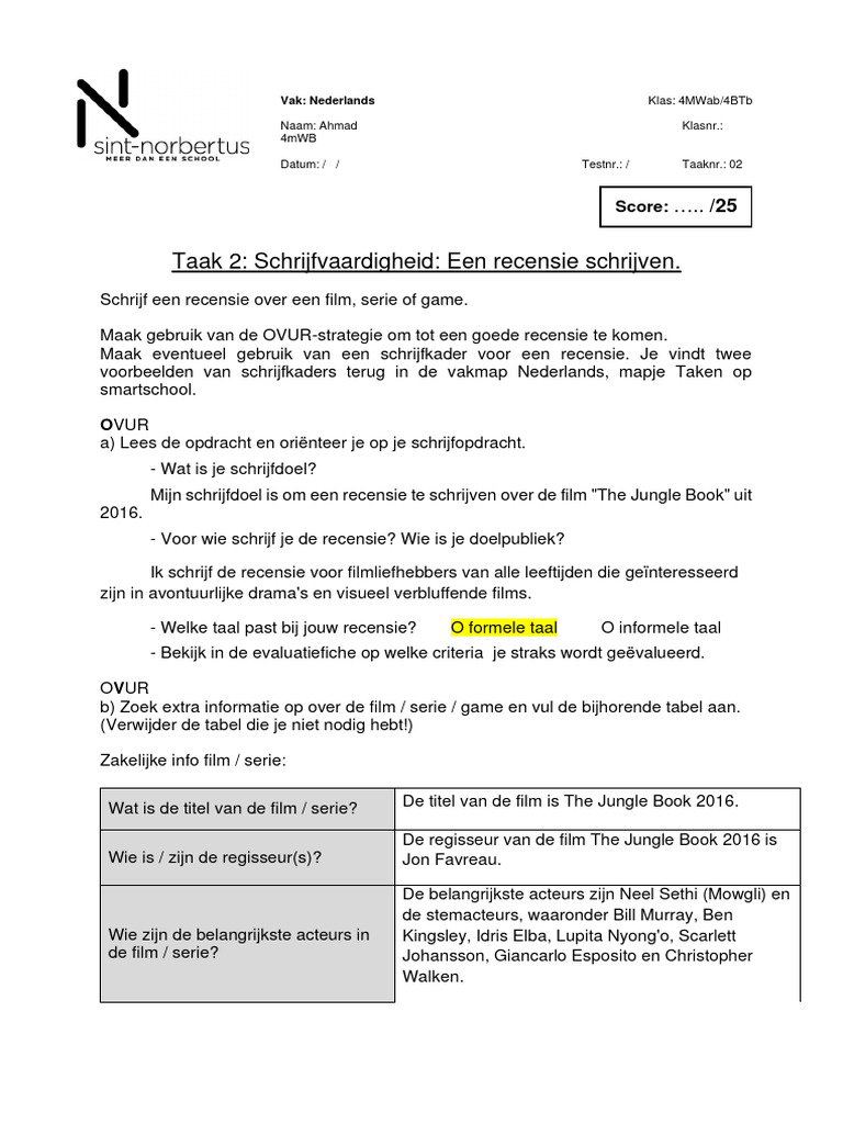 Taak 2 Recensie | PDF