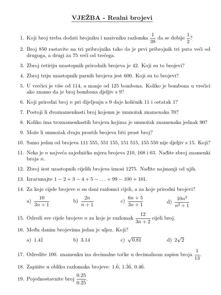 Realni Brojevi | PDF