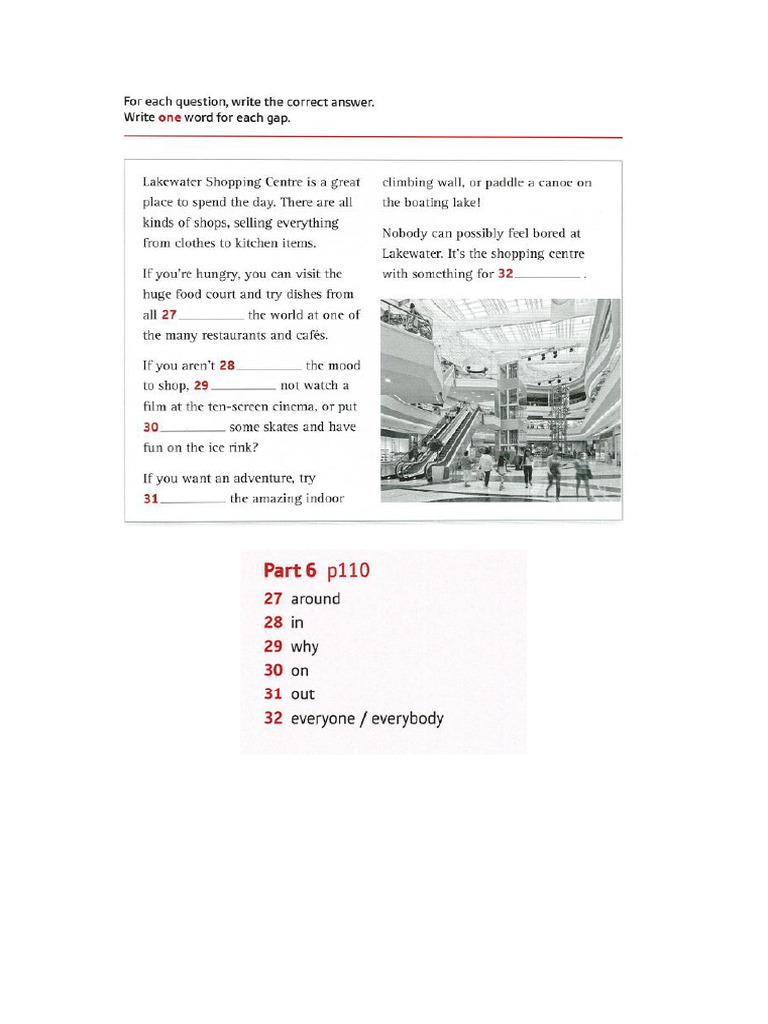 B1 Reading Part 6 Practice With Answer Key | PDF