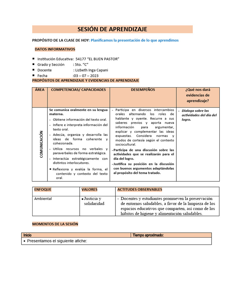 Sesión de Aprendizaje 03 de Julio Comunicacion | PDF | Aprendizaje | Cognición