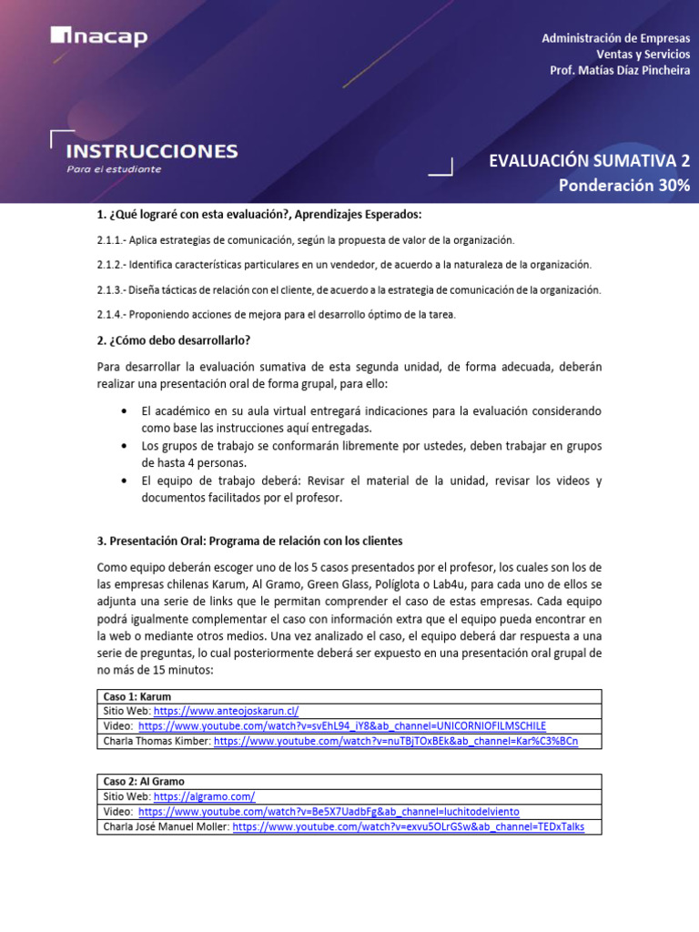 Instrucciones EVA2 2023 | PDF | Evaluación | Business