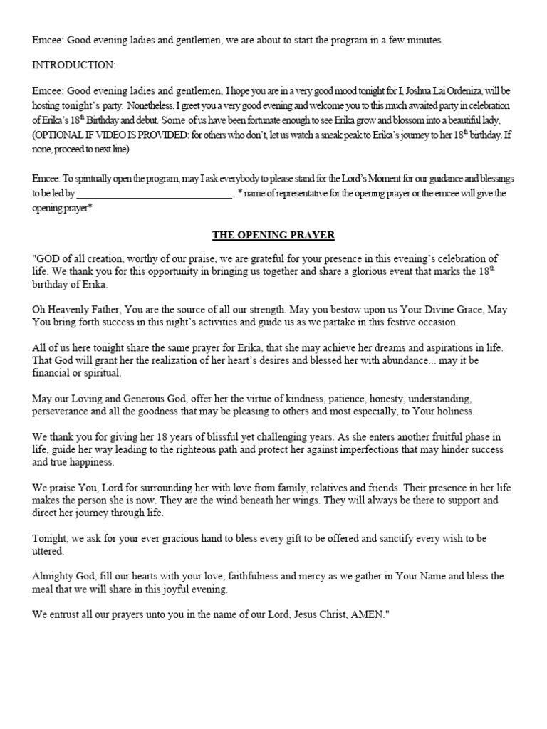 Program Flow For Debut | PDF | Prayer