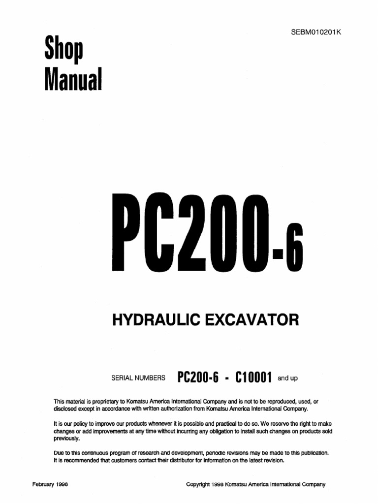 Pc200-6 - Manual - de Serviço (Sebmoi0201k) - Ing | PDF | Pipe (Fluid ...