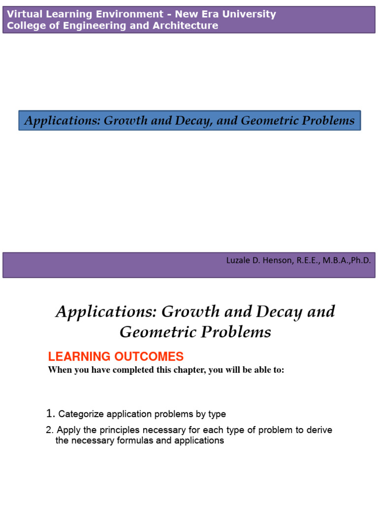 Application Problems Growth and Decay and Geometric | PDF | Mathematics ...