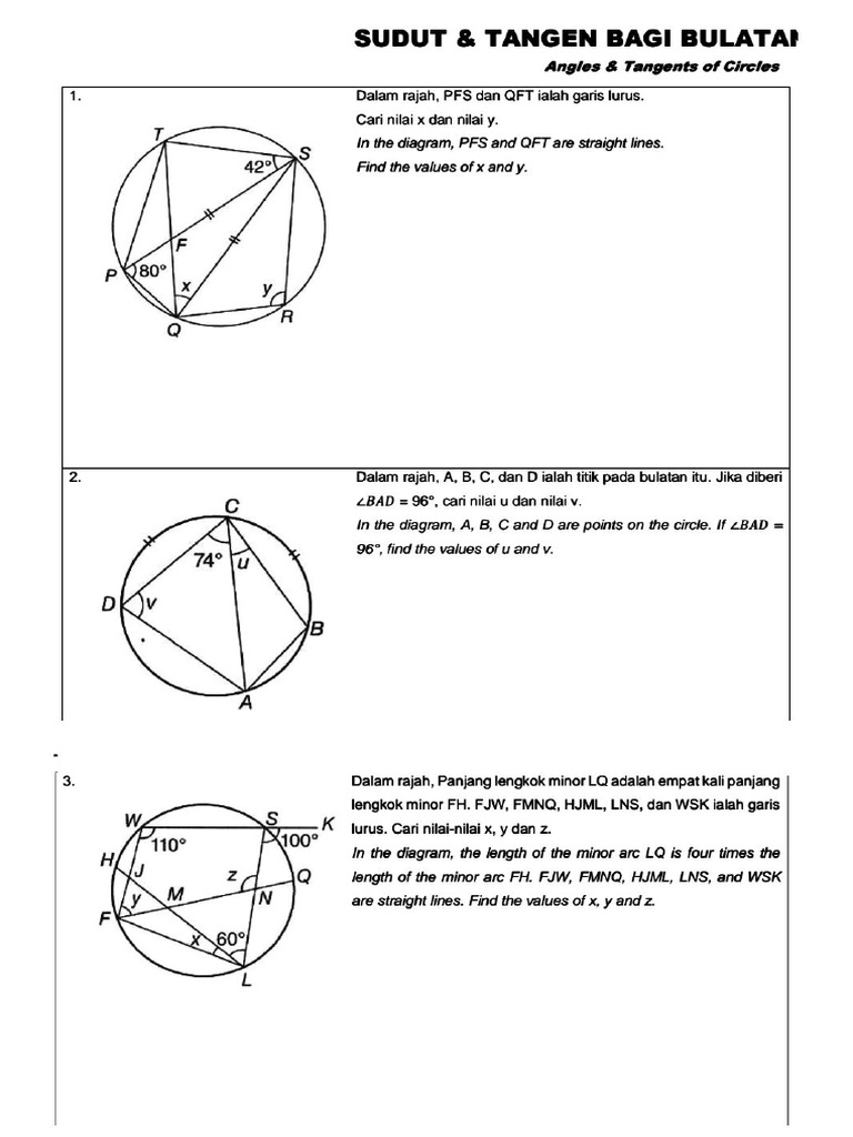 Matematik Tingkatan 3 - Sudut Dan Tangen Bagi Bulatan | PDF