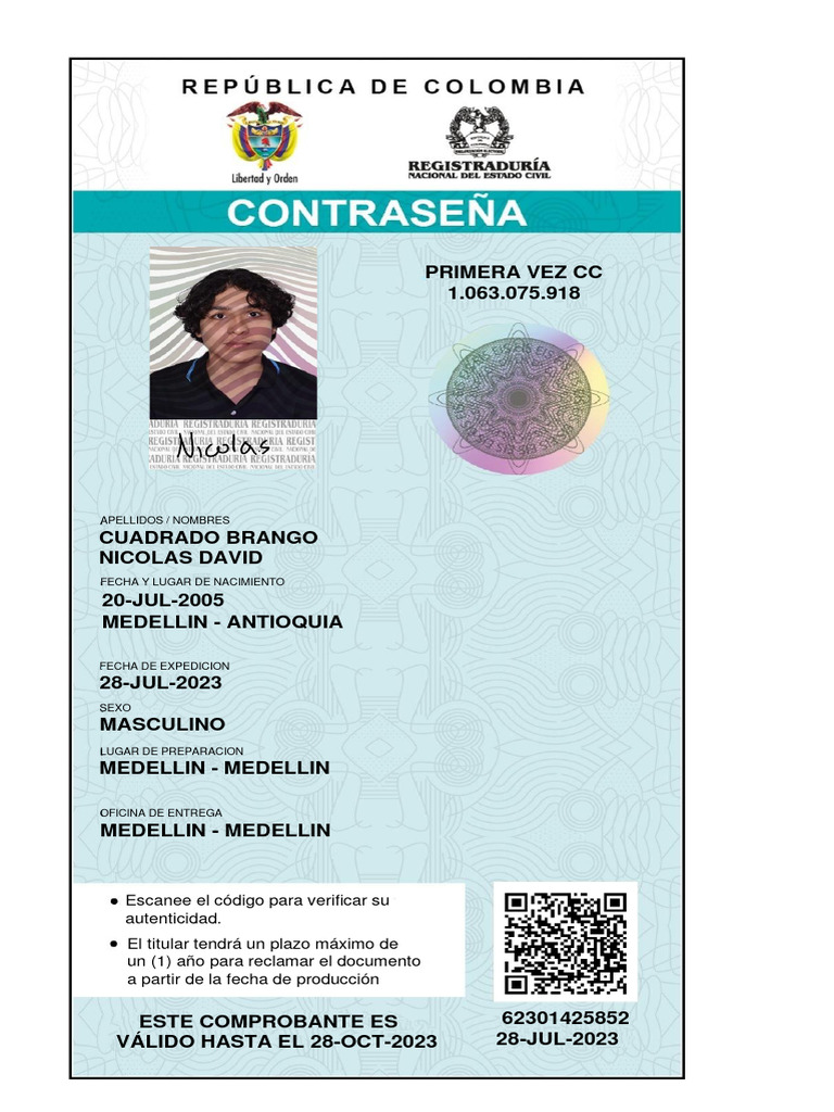 Comprobante Documento en Tramite Nicolas | PDF | Derecho