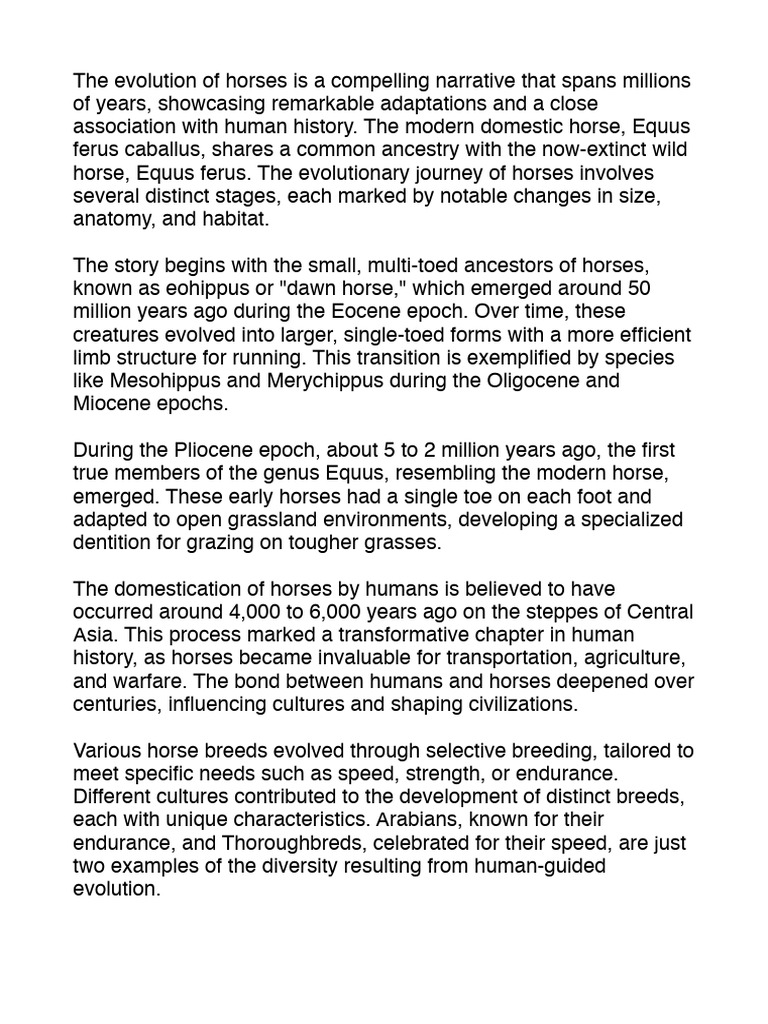 Horse Evolution | PDF | Horses | Equus (Genus)