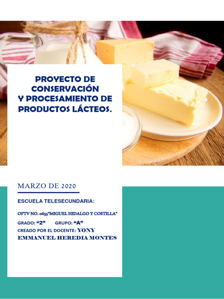Proyecto de Conservación y Procesamiento de Productos Lácteos | PDF | Leche | Queso