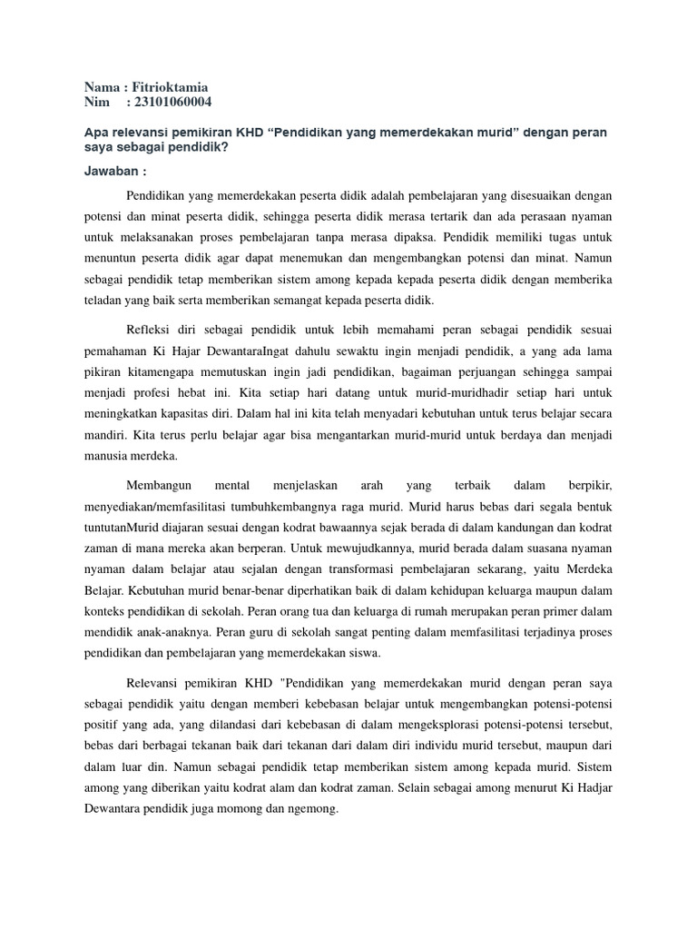 Refleksi Dan Argumen Kritis | PDF | Karier & Perkembangan