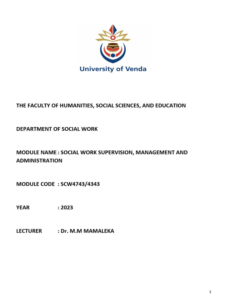 Social Work Supervision & Management Module | PDF | Social Work | Knowledge