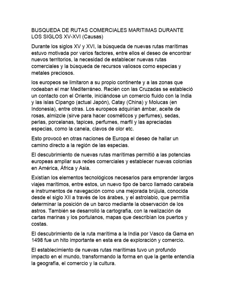 Rutas Marítimas del Siglo XV-XVI | PDF | especia | Ruta de la Seda